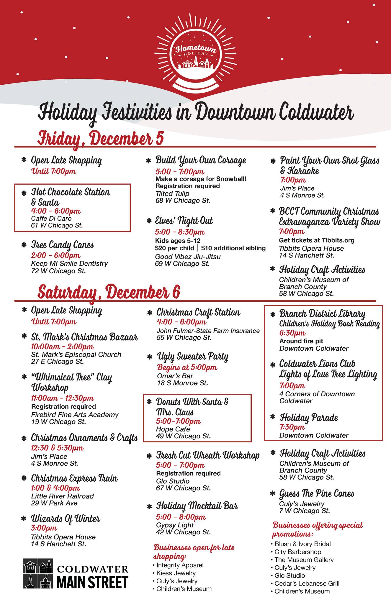 Hometown Holiday in Downtown Coldwater - Coldwater Country